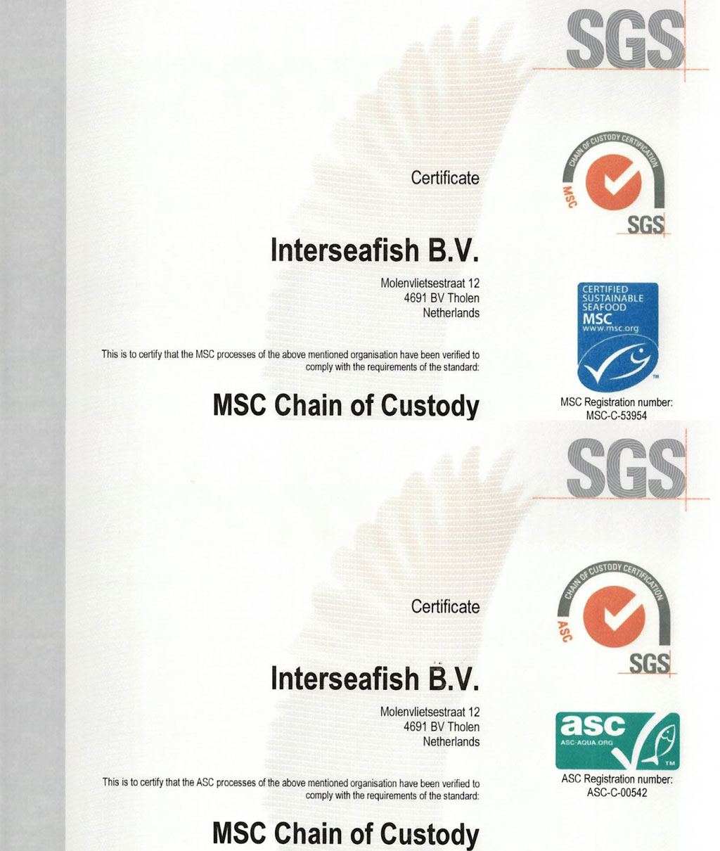 Successful recertification of our ASC and MSC certificates! - Interseafish